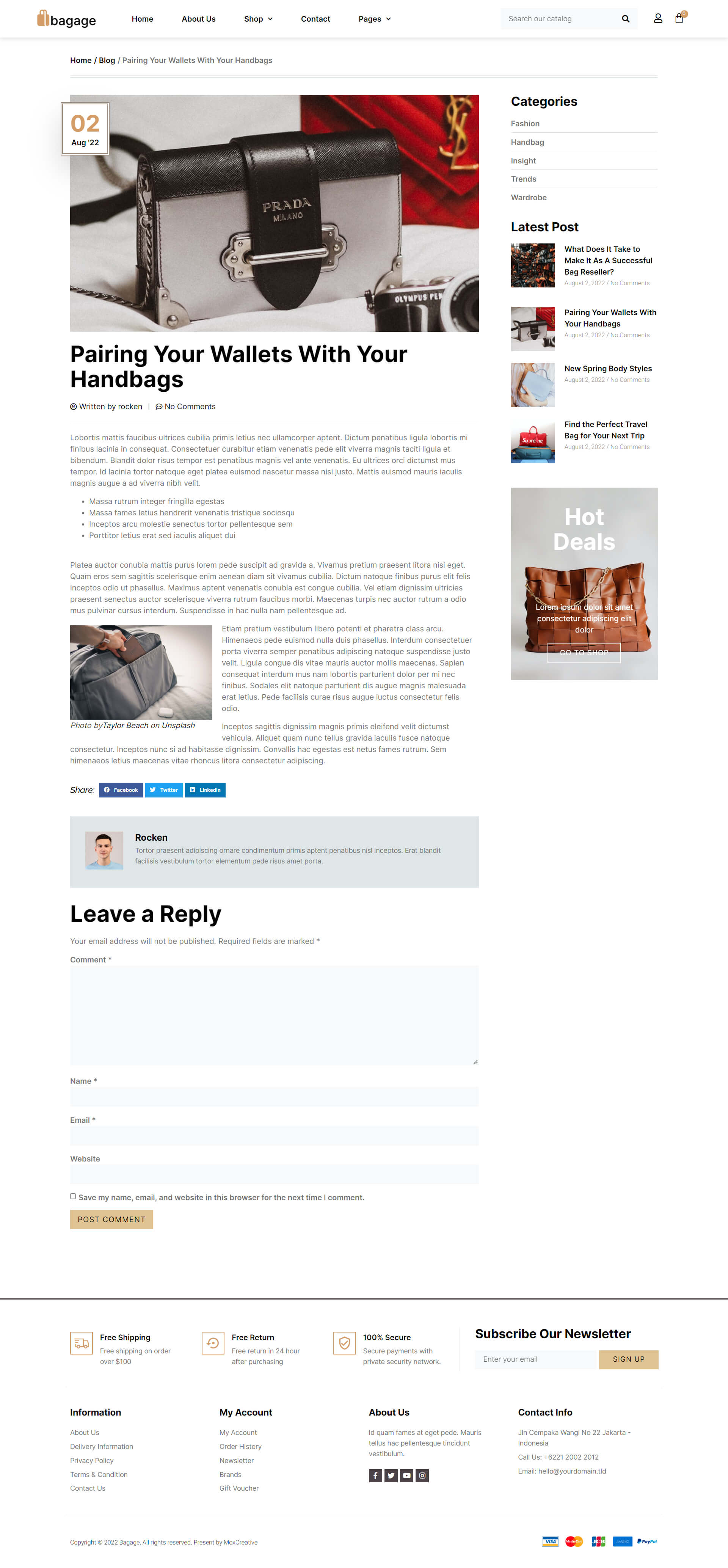 Bagage - Woocommerce Bag Store Elementor Pro Template Kit by moxcreative